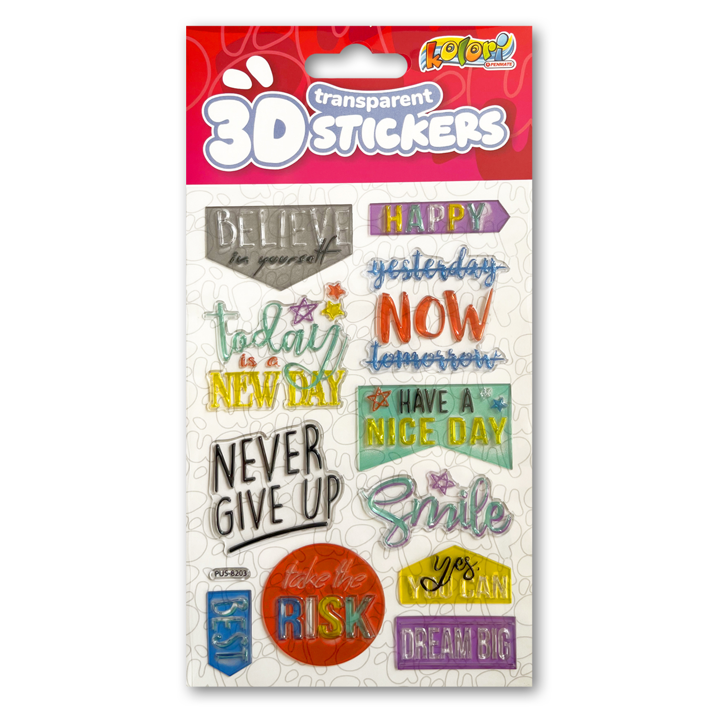 Penmate kolori naklejki 3d transparent pus-8203 motywacyjne cytaty (1 ...
