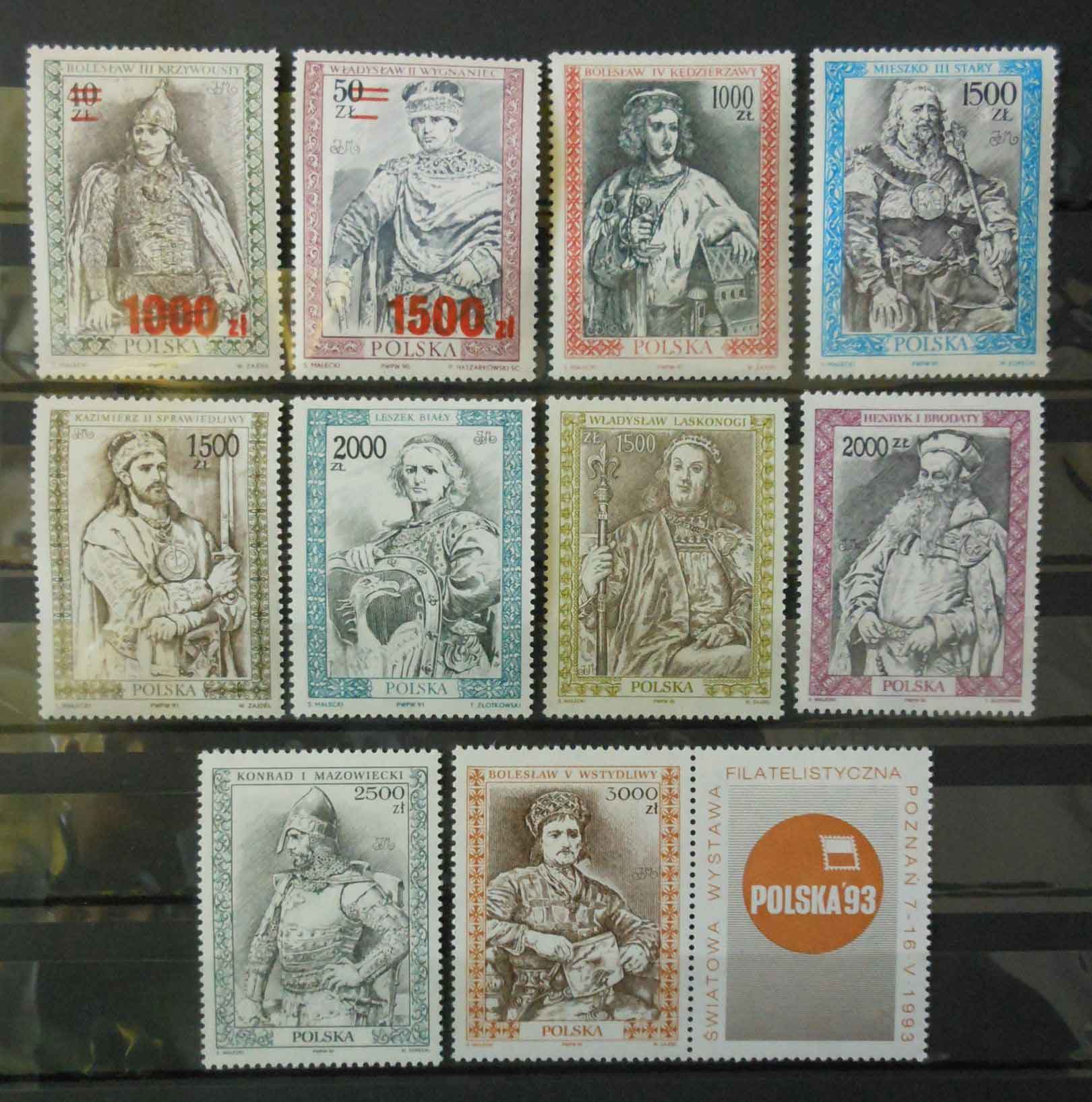 Poland Kings and Dukes 1990–93 – 10 MNH Stamps Set