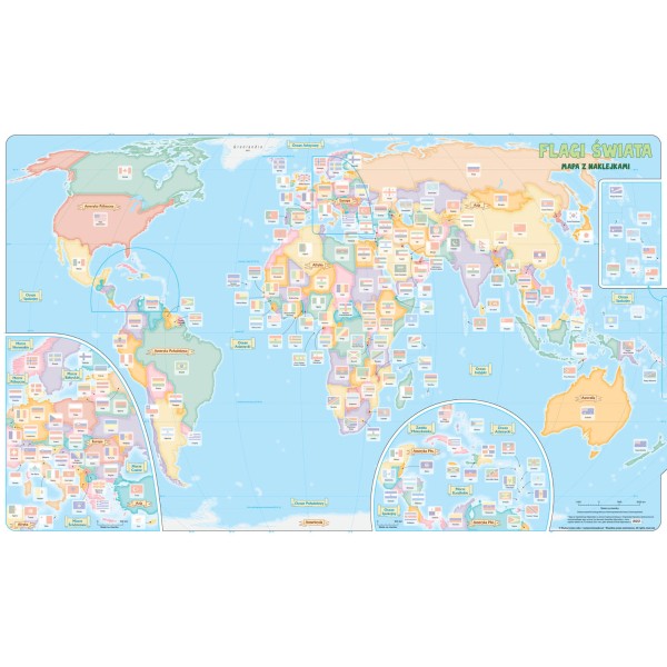 Flagi Świata - Mapa z Naklejkami | T111-001-0166881
