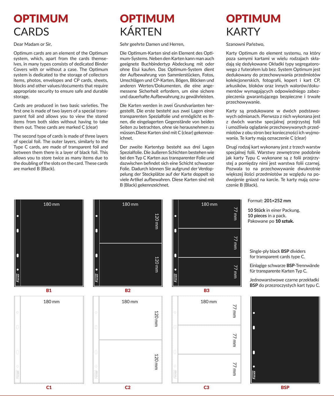 OPTIMUM C3 Album Cards – for banknotes, tickets and narrow-format ...