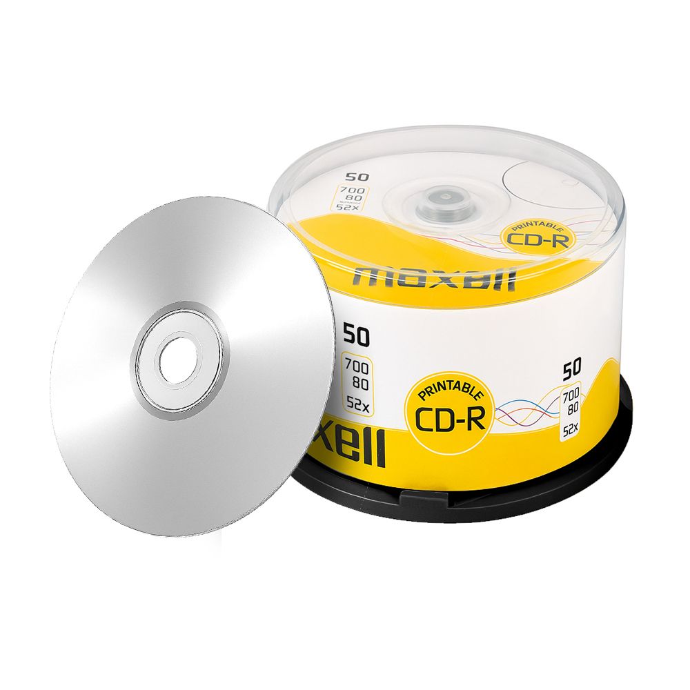 Płyty Maxell CD-R do nadruku jednorazowego zapisu 52x 700MB 50szt ...