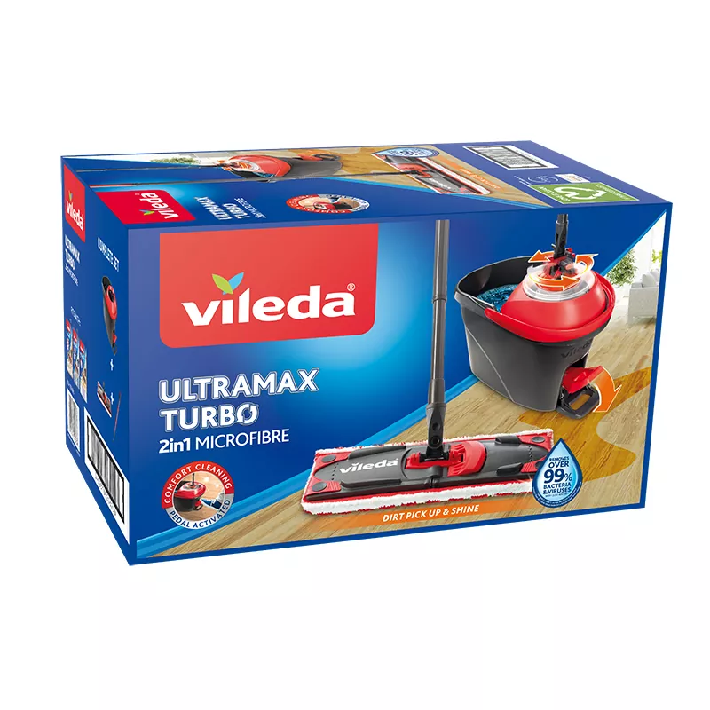 Vileda Ultramax Turbo Obrotowy System Mopa Płaskiego (Zestaw BOX ...