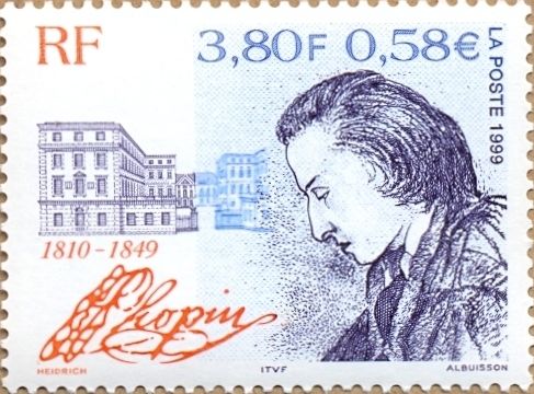 150th anniversary of the death of Fryderyk Chopin (French issue )